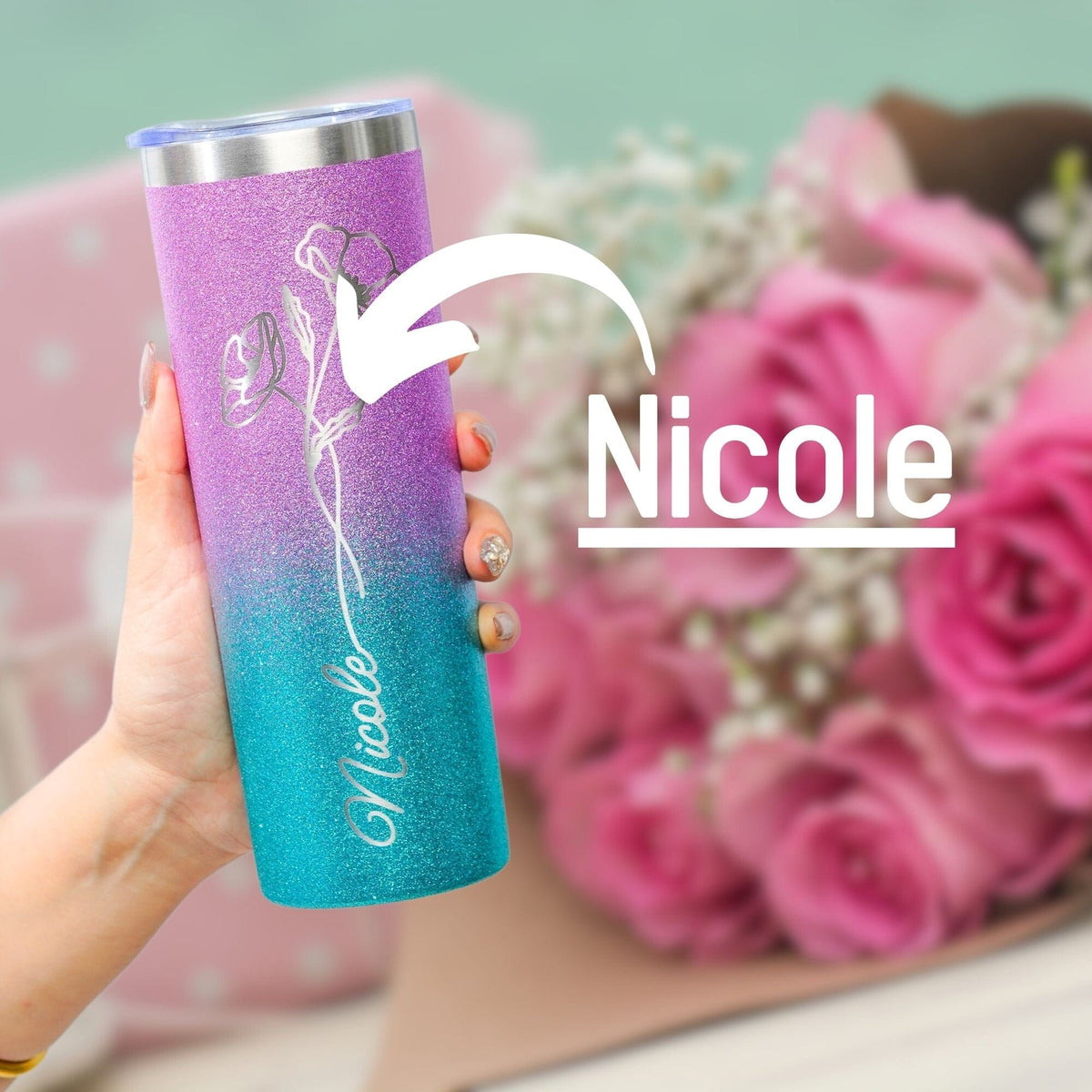 Personalized Birthday Gifts - Customized Birth Flower and Name on ...