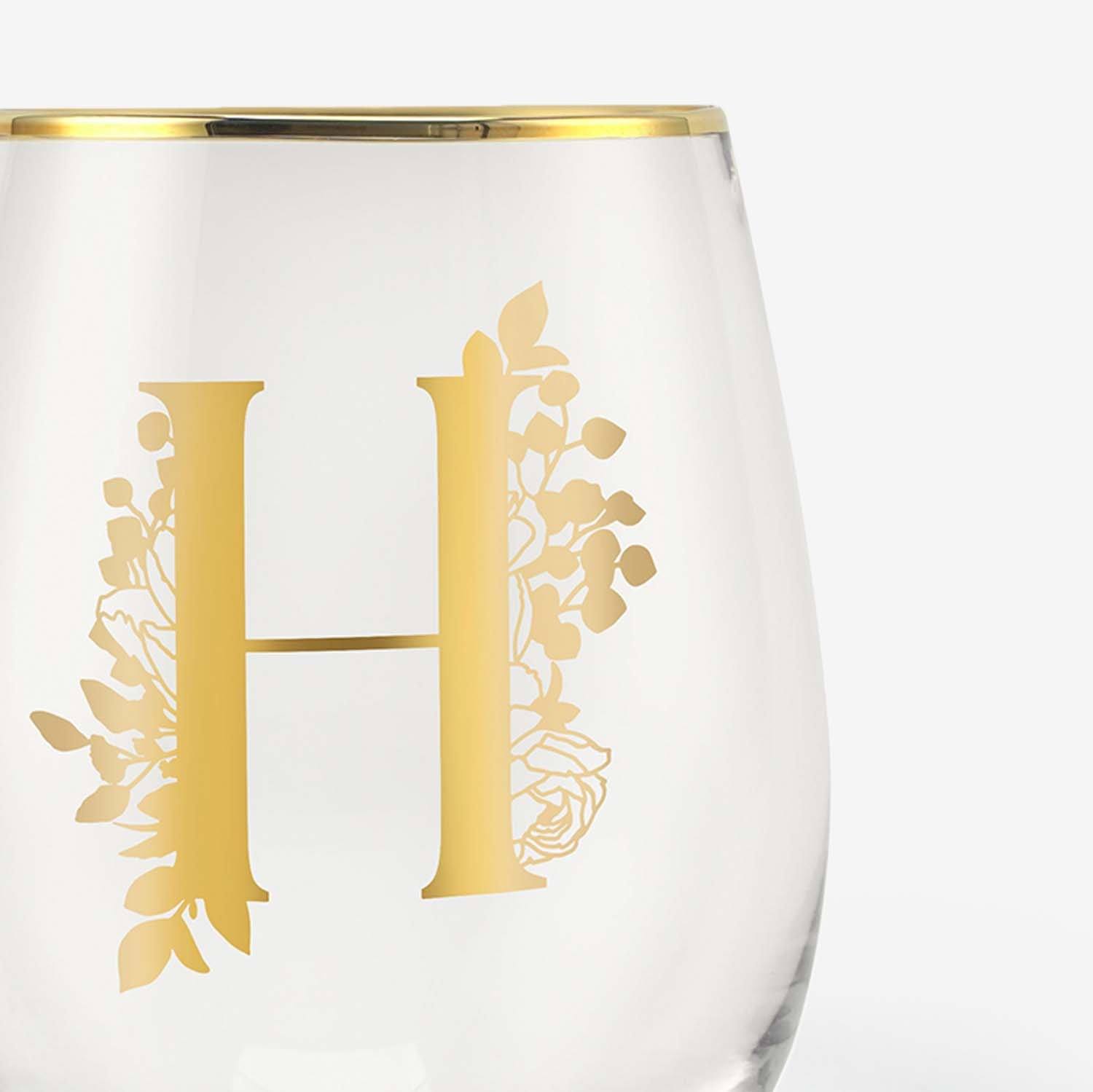 Monogrammed Initial Wine Glasses | Onebttl Stemless Wine Glasses with ...