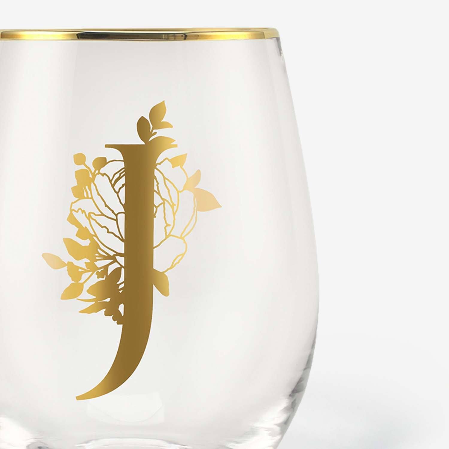 Monogrammed Initial Wine Glasses | Onebttl Stemless Wine Glasses with ...